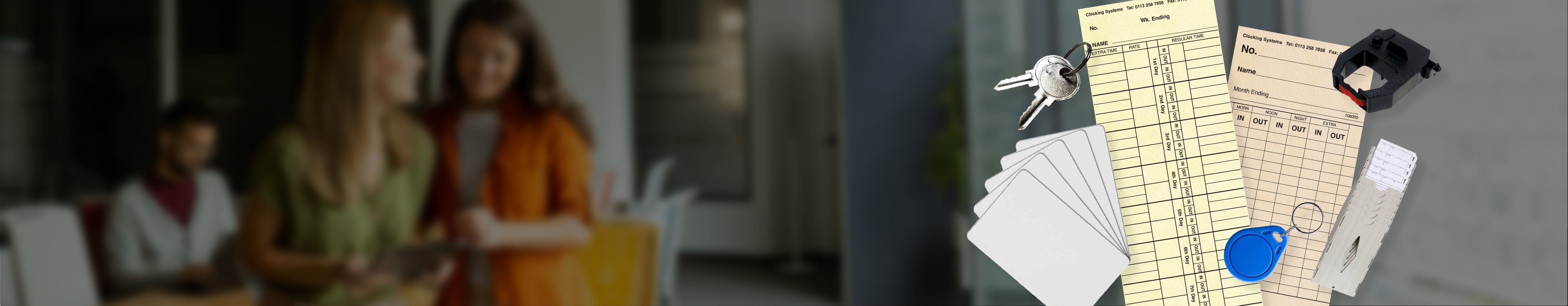 Time Clock Cards, Racks, Ribbons, Keys – Clocking Systems