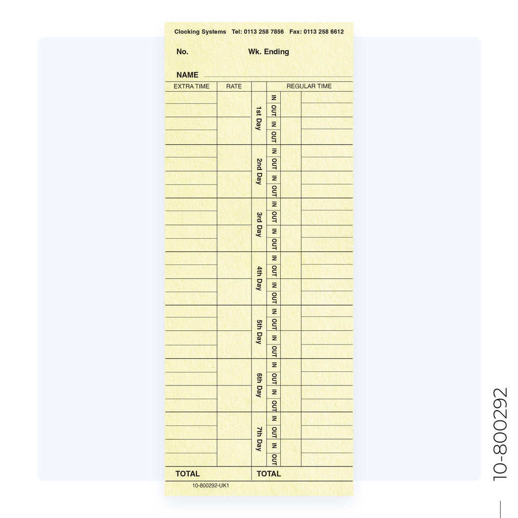 Weekly Clocking Cards — ClockingSystems