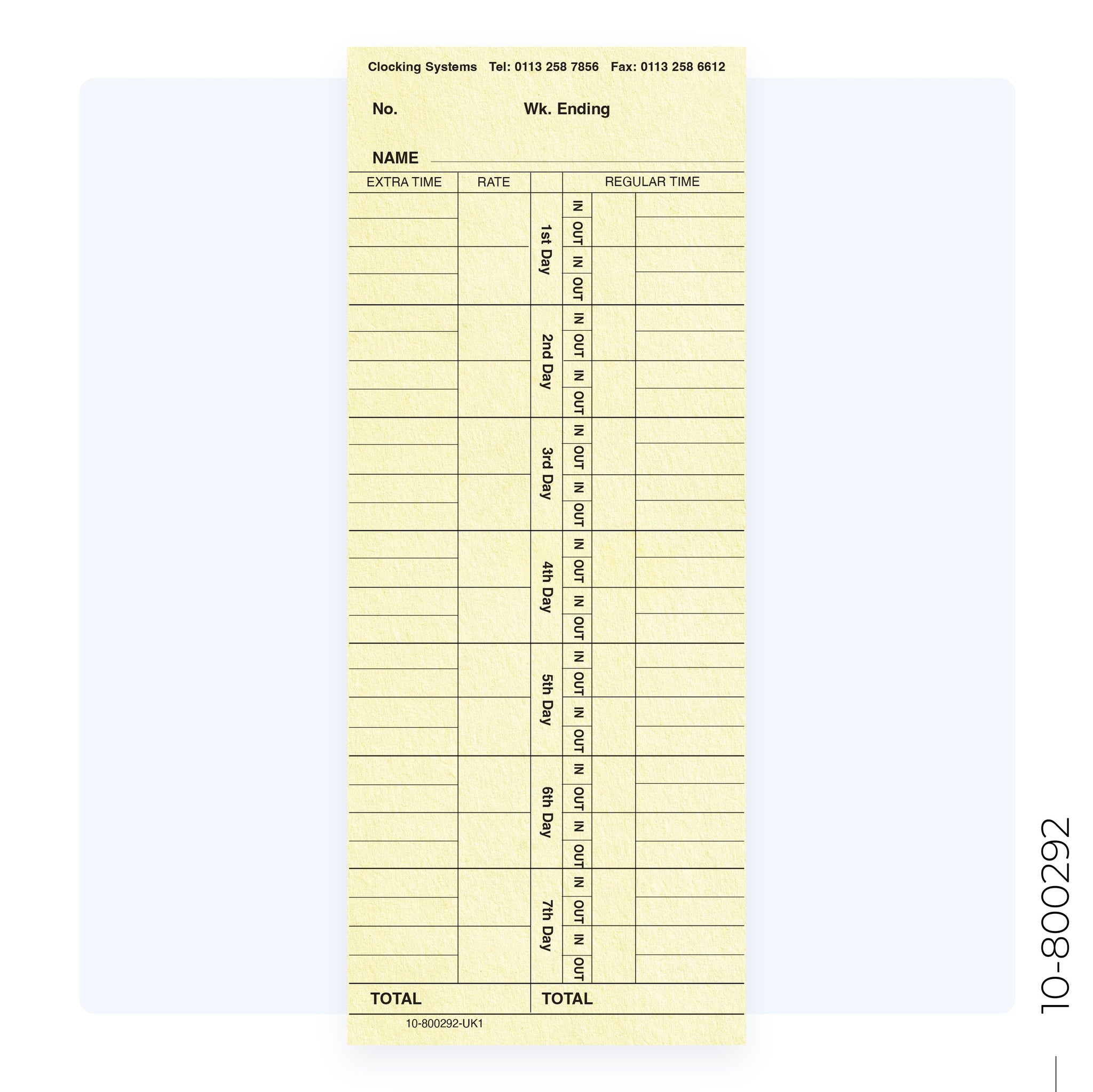Weekly Clocking Cards — ClockingSystems