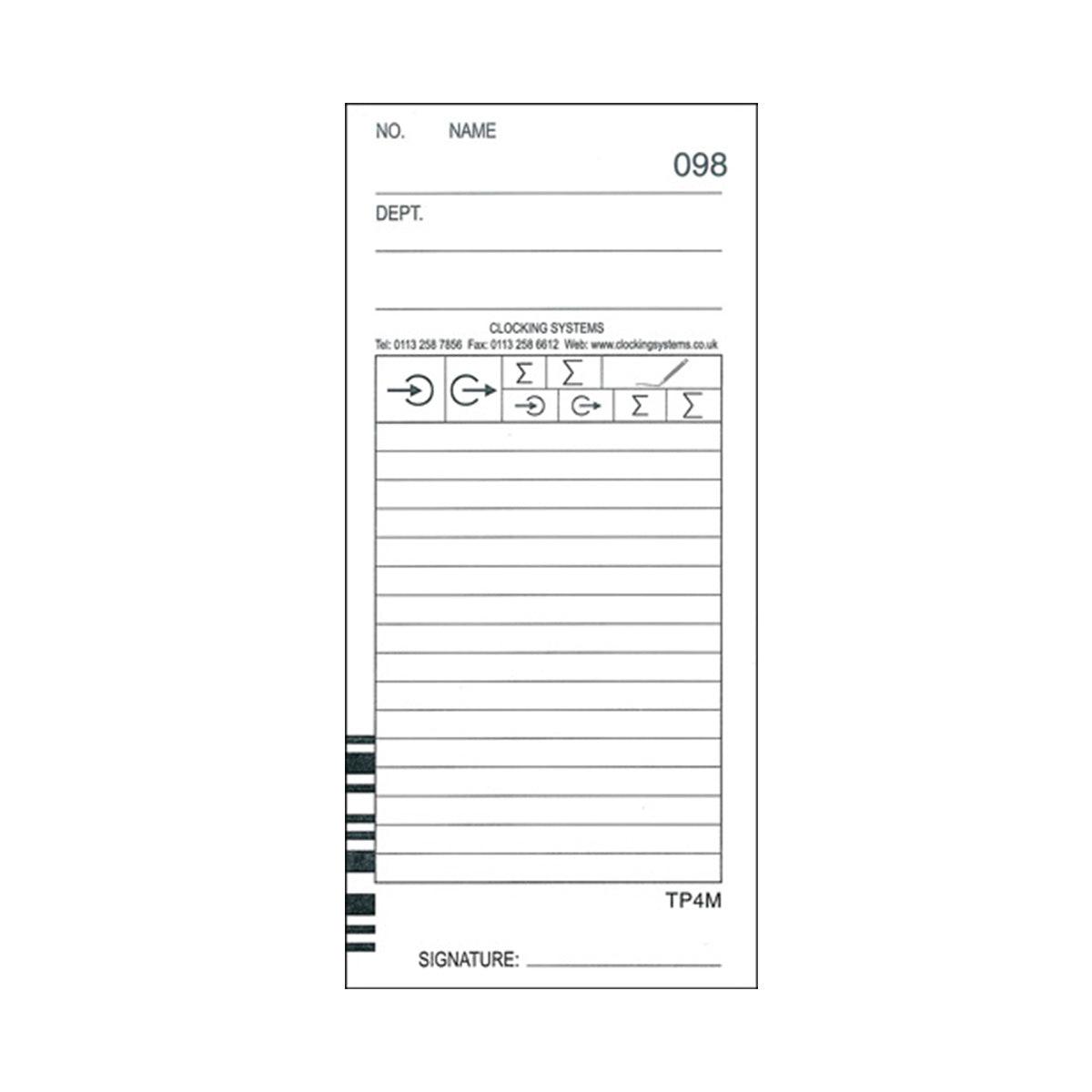 TP4M #1 Best Seller Calculating Clocking Cards (Quantity 100 ...