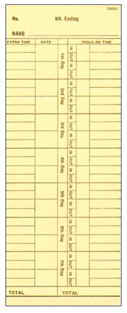 1000 Attendance Cards for TP-300 10-800292 – Clocking Systems